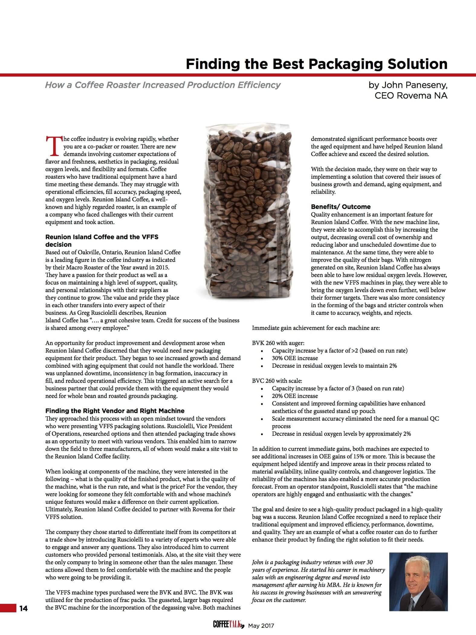 Institutional and Retail Coffee Packaging | Rovema NA, Inc.